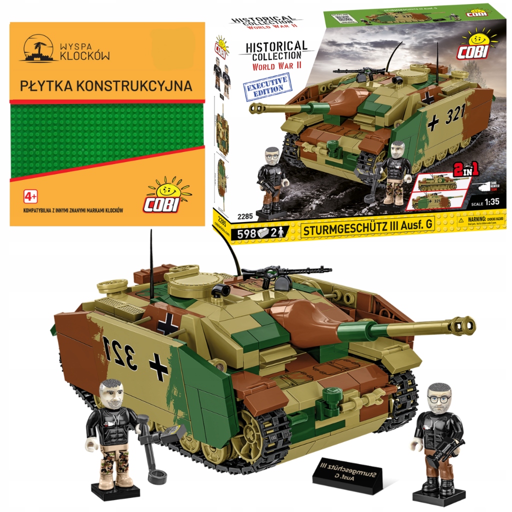 KLOCKI COBI 2285 CZOŁG STURMGESCHUTZ III AUSF.G EXE I PŁYTKA ...