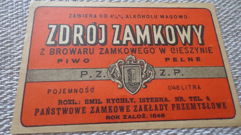 Browar Cieszyn -przedwojenna etykieta - 14072804044 - oficjalne archiwum Allegro