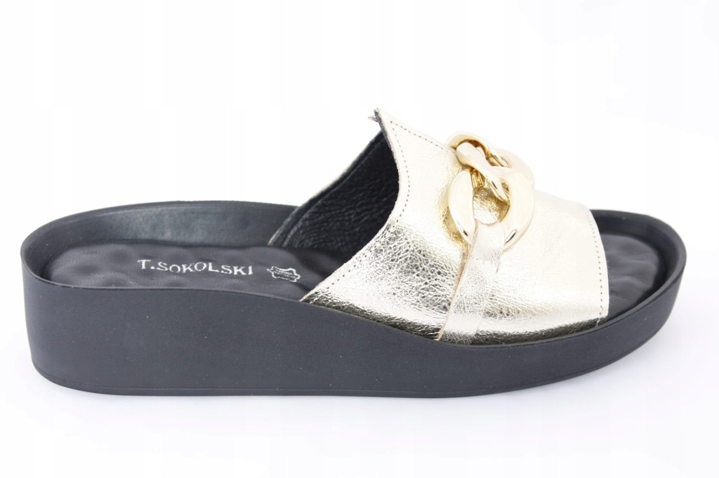 Klapki damskie złote T. SOKOLSKI, BK L33-302 - 12189406578 - oficjalne archiwum Allegro