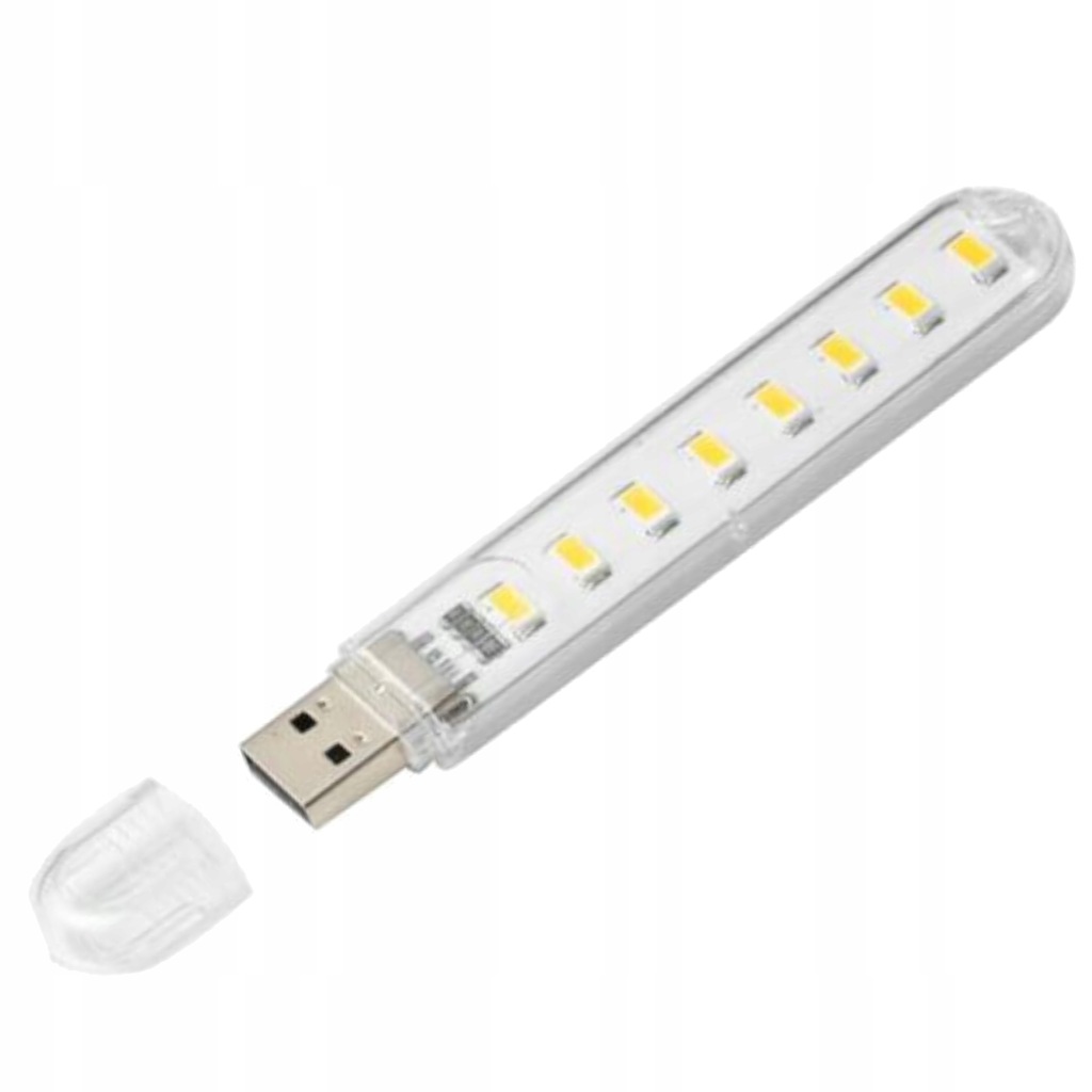 MINI LAMPKA USB PRZENOŚNA 8 LED BIAŁY CIEPŁY - 12861991293 - oficjalne archiwum Allegro