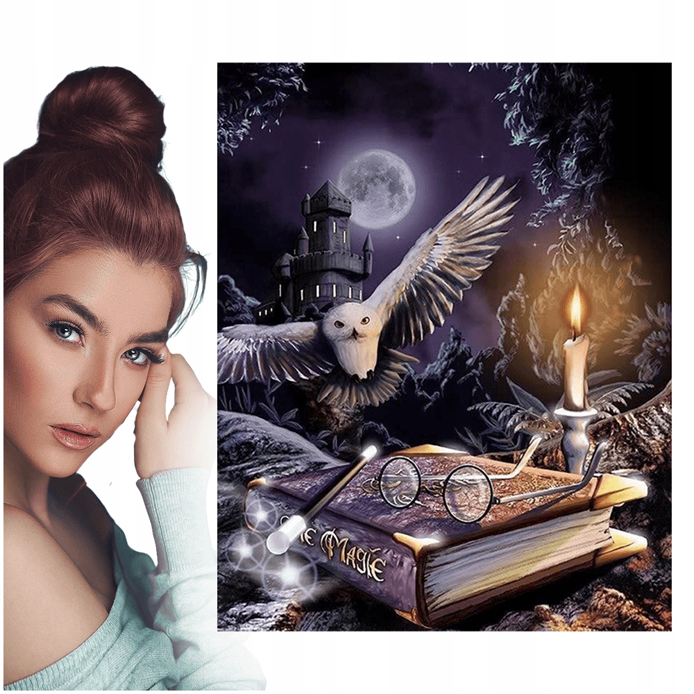 Haft Diamentowy HARRY POTTER SOWA Diamond Painting 5D Mozaika wyklejana ...