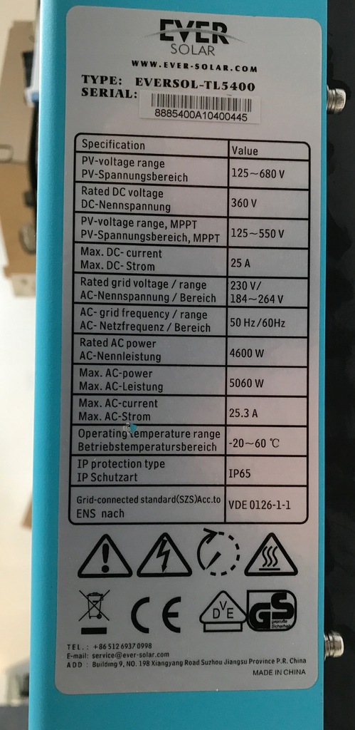 INWERTER SOLARNY EVER SOLAR EVERSOL-TL5400 - 8879751011 - oficjalne ...