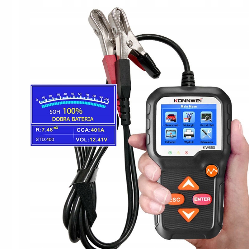 TESTER DO AKUMULATORÓW 6V 12V Konnwei KW650 Druk - 10228956635 ...
