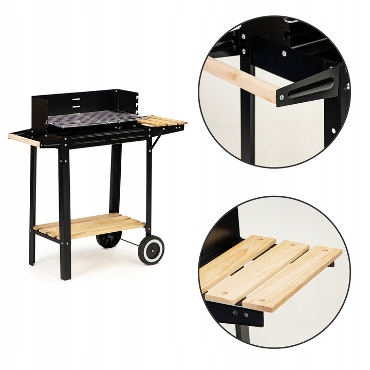 GRILL Z RUSZTEM NA KÓŁKACH + PÓŁKI DUŻY - 13423895044 - oficjalne ...