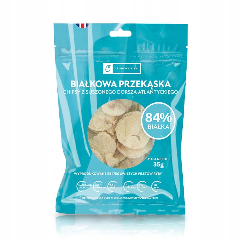 Crunchy Fish chipsy suszona ryba dorsz białko 35g - 13529480564 ...