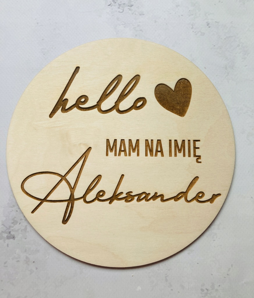 „Hello Mam na imię”+imię Tabliczka do zdjęć Baby - 12149774821 ...