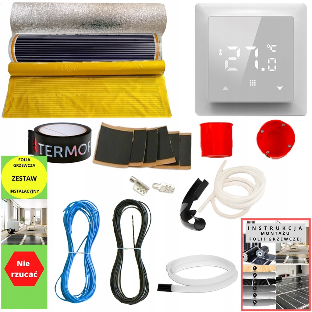 Ogrzewanie podłogowe 20m2 folia grzewcza 140W/m2 - 11733357458 - oficjalne archiwum Allegro