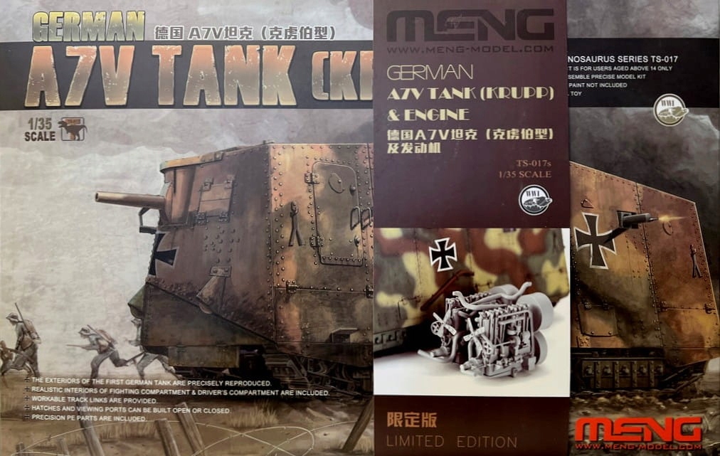 Meng Model TS017S 1:35 German A7V Tank &Engine - 13535180308 - oficjalne archiwum Allegro