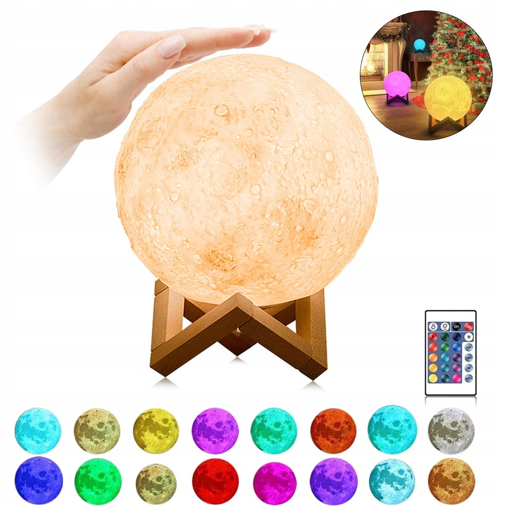 Lampka Nocna Księżyc 3D RGB Moon Light z Pilotem - 12837667097 ...