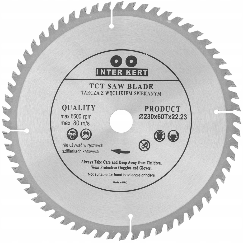 PIŁA TARCZOWA Z WĘGLIKIEM TARCZA WIDIOWA DO CIĘCIA DREWNA 230 x 22,2mm 60T - 14367866047 ...