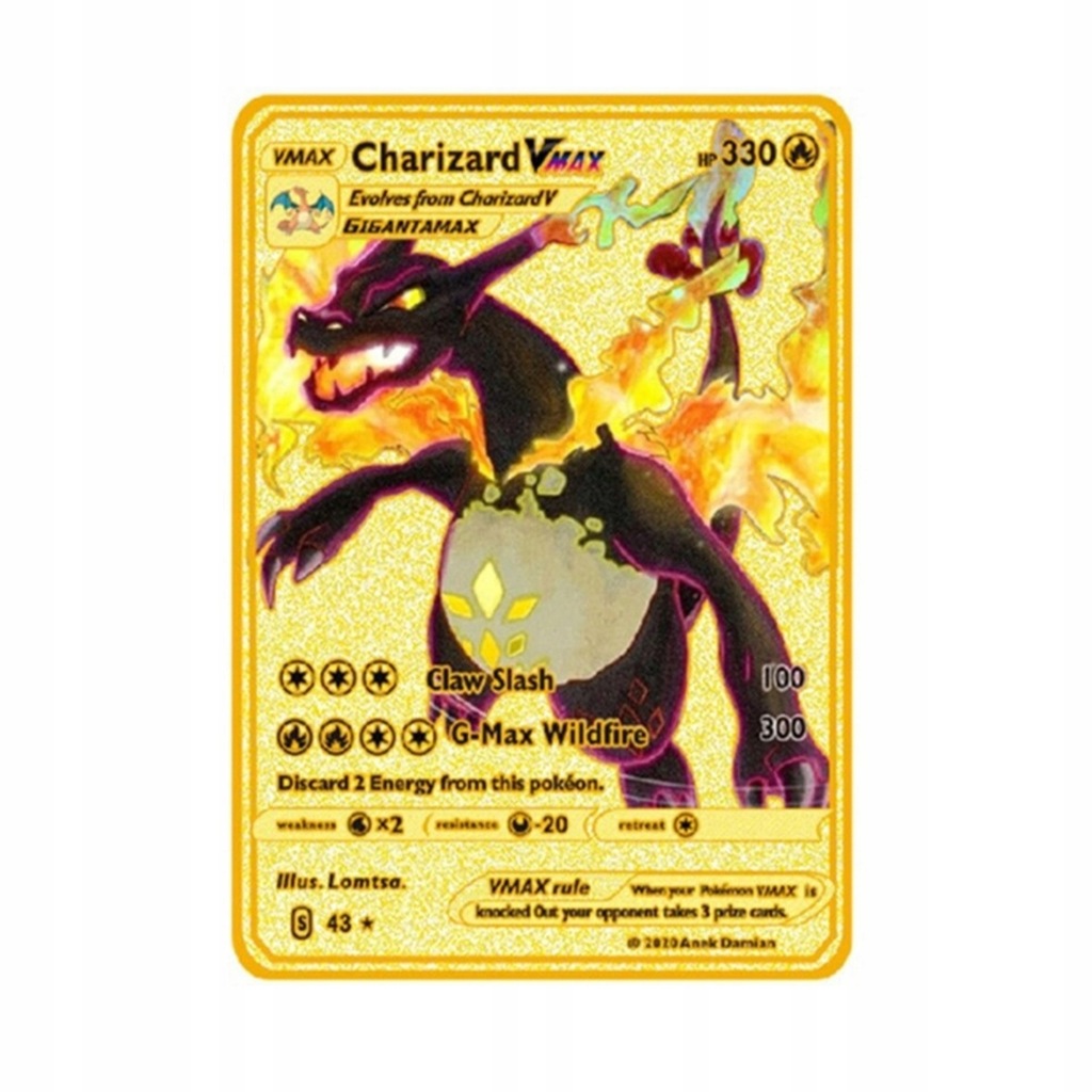 ZŁOTA KARTA POKEMON Charizard Pikachu METALOWA - 13374983819 - oficjalne archiwum Allegro