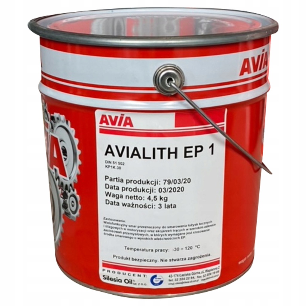 SMAR ŁOŻYSKOWY AVIA AVIALITH EP 1 18kg metal - 10868983520 - oficjalne ...