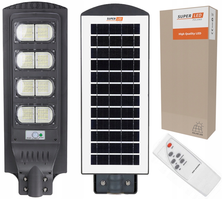 Lampa solarna LED 80W uliczna czujnik + pilot - 13417454690 - oficjalne archiwum Allegro