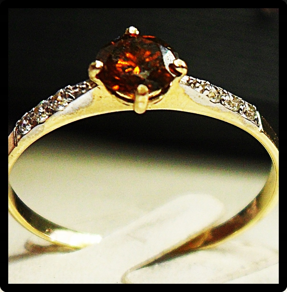 RARE CZERWONY BRYLANT 0,58CT ZLOTO PIERSCIONEK - 12702371759 - oficjalne archiwum Allegro