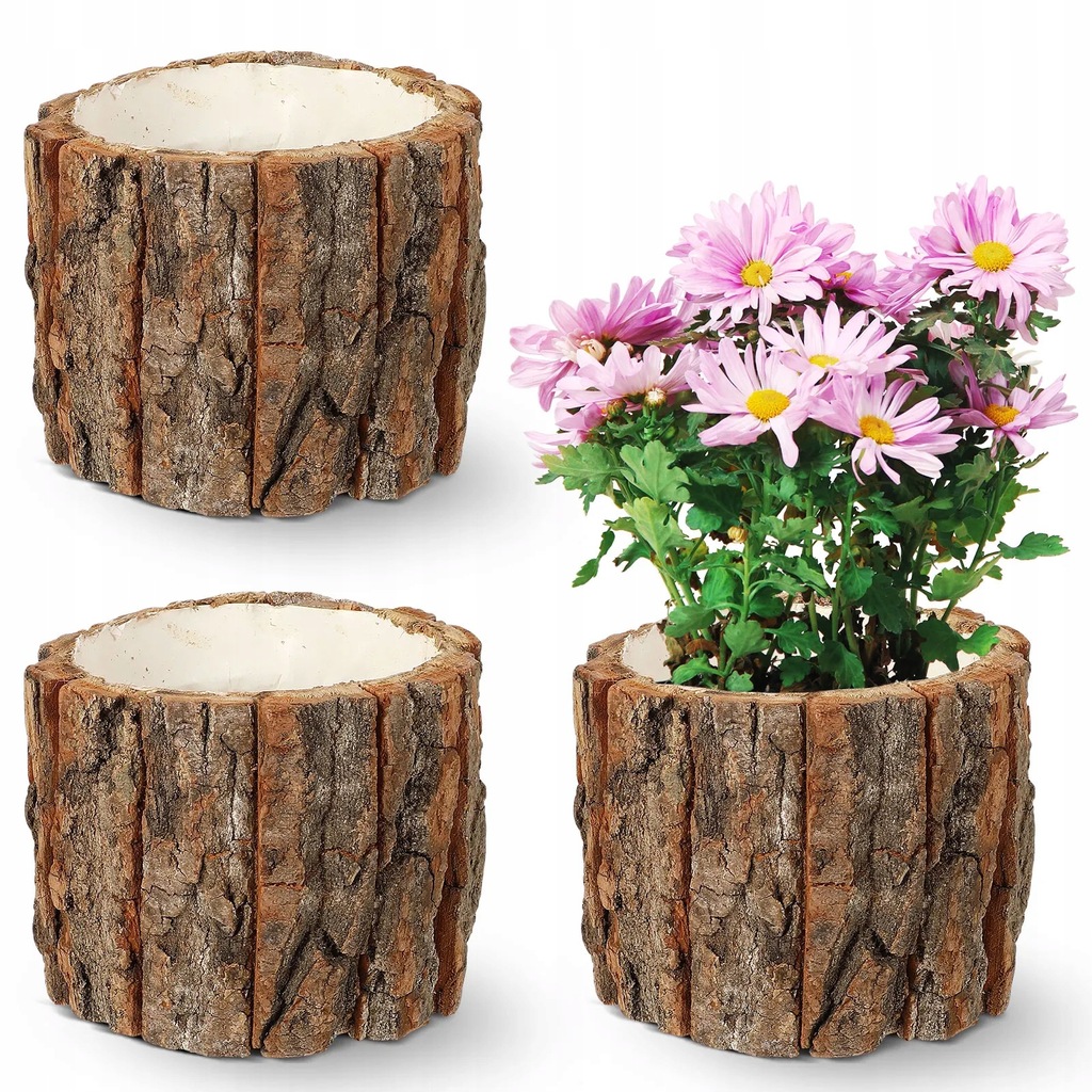 Planter Outdoor Tree Bark Flower Container 3 Pcs - 13659944903 ...