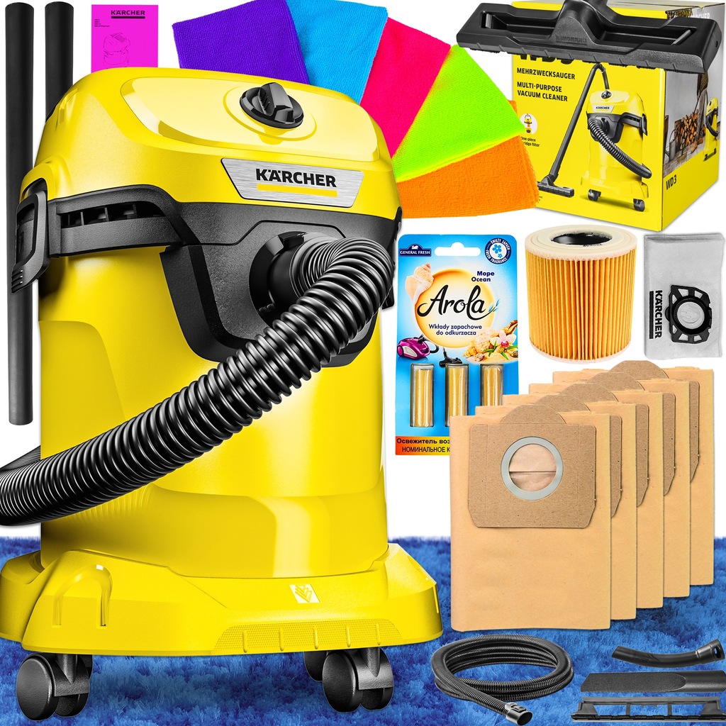 ODKURZACZ KARCHER WD 3 TURBO 1400W OGROMNY ZESTAW - 14017625269 - oficjalne archiwum Allegro