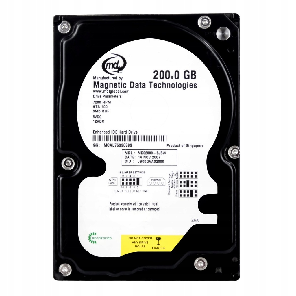 MDT 200GB 7.2K 8MB ATA IDE 3.5'' MD02000-BJBW - 11547884152 - oficjalne ...