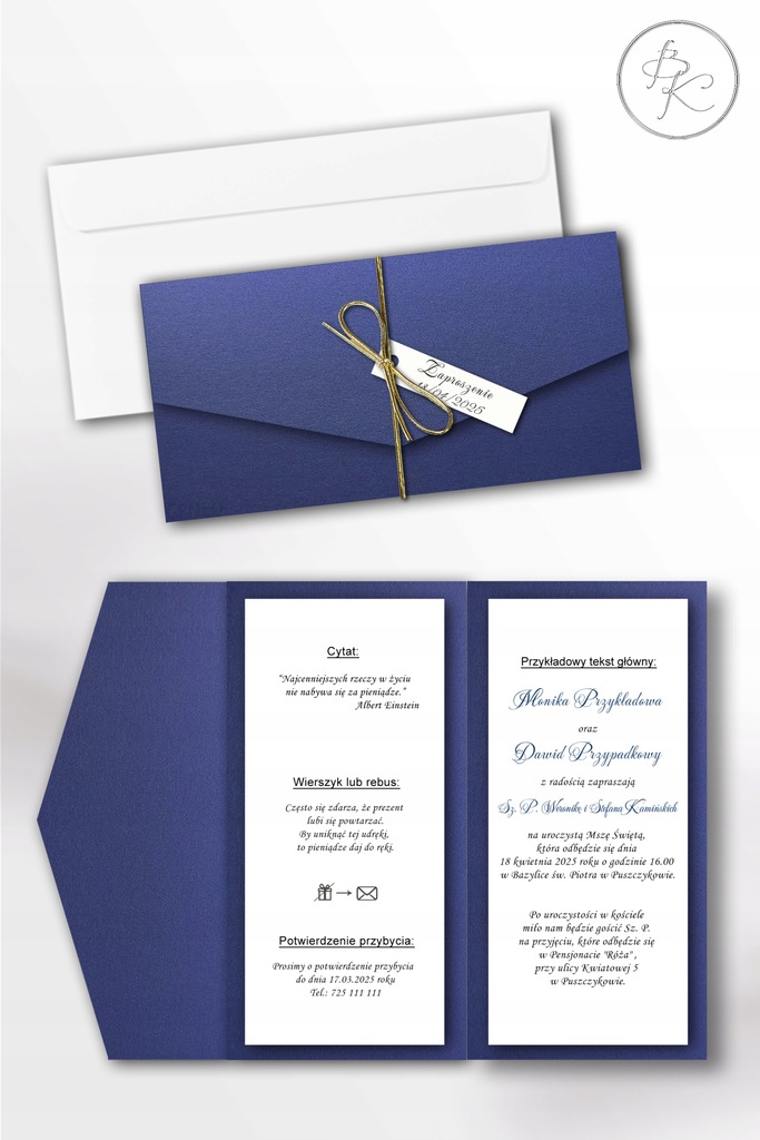 Zaproszenia Zawiadomienia ślubne eleganckie - 12278059773 - oficjalne archiwum Allegro