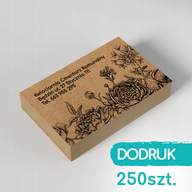 DODRUK 250szt. Wizytówki KRAFT brązowe EKO - 12481040868 - oficjalne archiwum Allegro