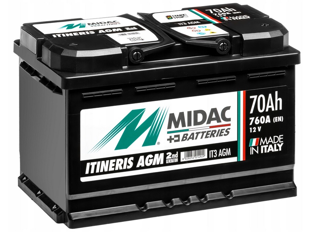 Akumulator MIDAC Itineris AGM 70Ah / 760A START-STOP - 15511640300 ...