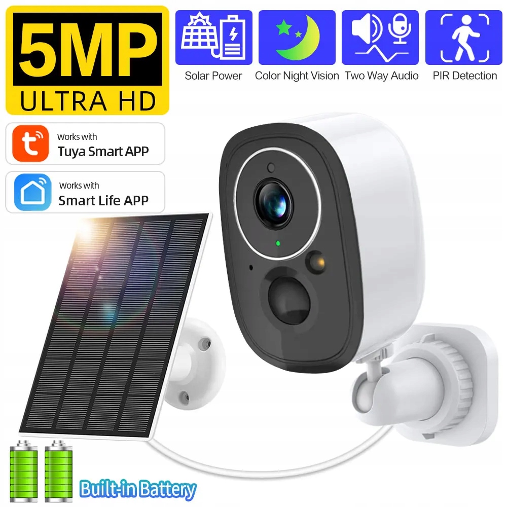 WIFI Camera 1080P HD Solar Security Camera iCsee Wireless Built-in ...