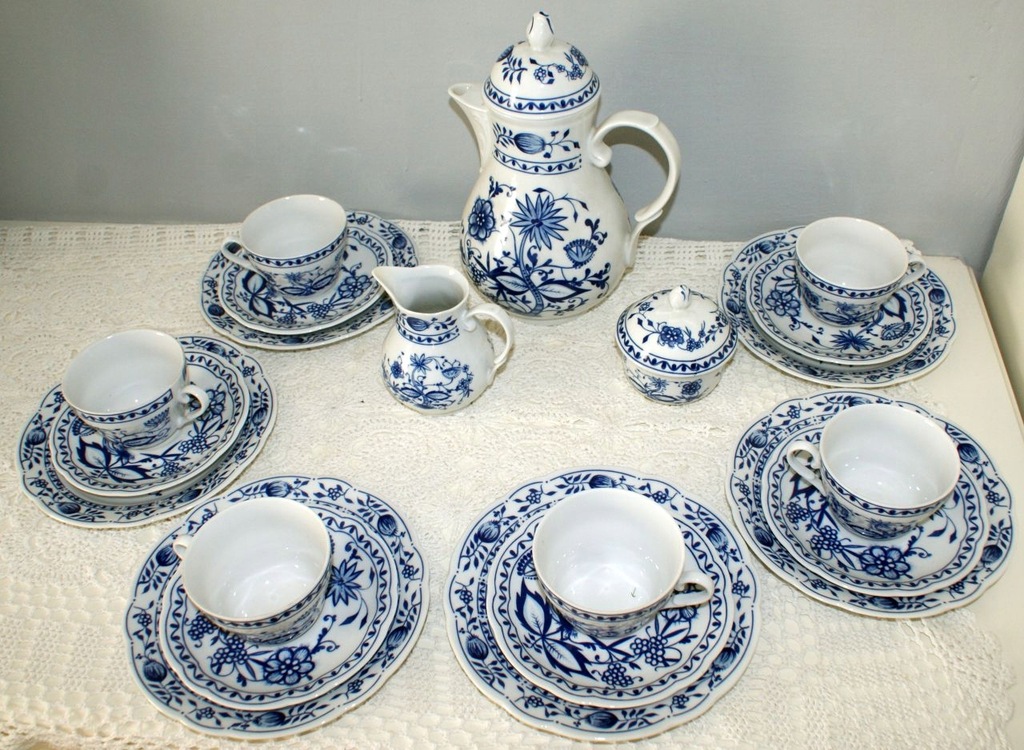 UROCZY SERWIS DO KAWY WZÓR CEBULOWY KAHLA 6 osób - 12868396521 - oficjalne archiwum Allegro