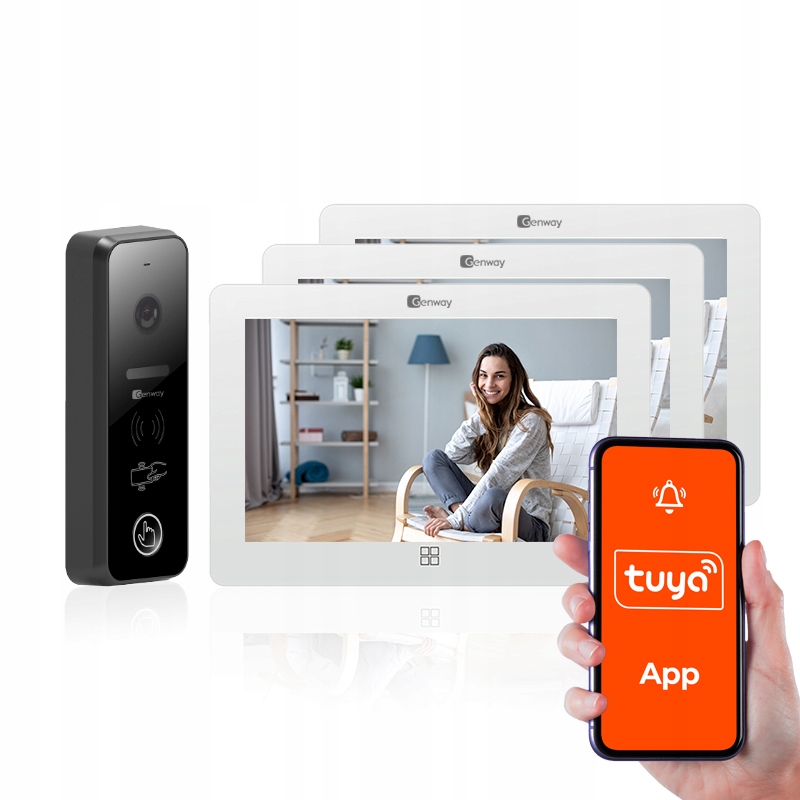 2 Żyłowy Biały Wideodomofon Genway F-S7V11 Wi-Fi - 11484952232 ...