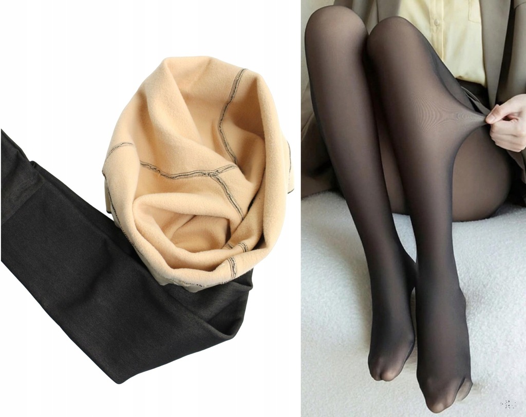 Rajstopy termiczne ocieplane polarem grube efekt cienkich rajstop L/XL - 14879972265 - oficjalne ...