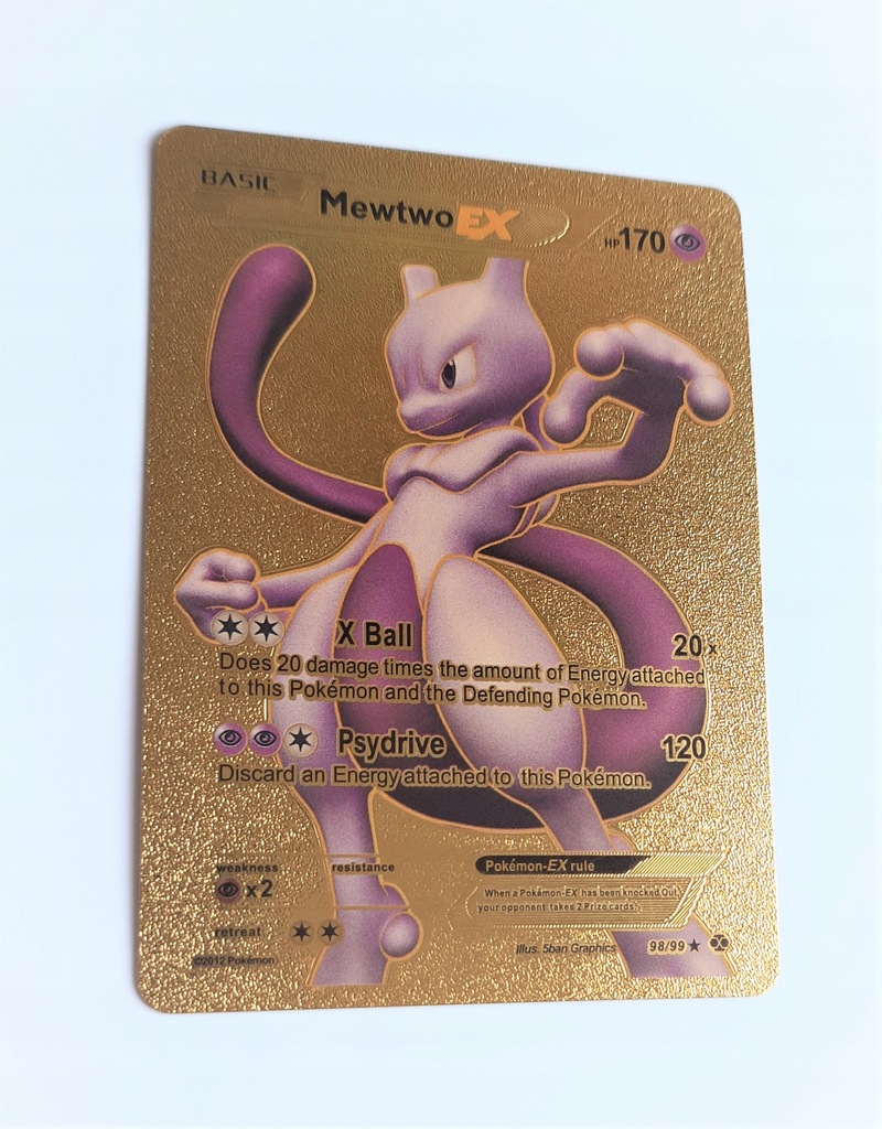 Karta Pokemon Mewtwo EX Złota Karta Gold - 12824909611 - oficjalne ...