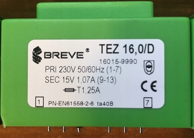 Transformator TEZ 16.0/D 15V 1.07A demontaż - 13333775019 - oficjalne archiwum Allegro