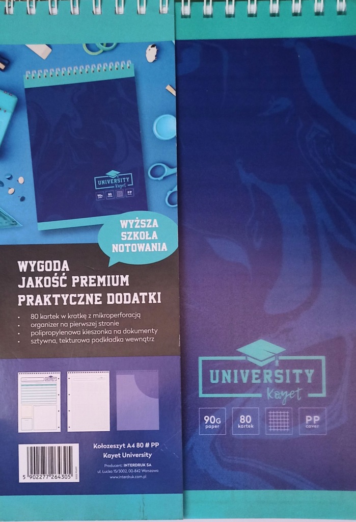 Kołozeszyt w kratkę Kayet University A4 80 kartek - 13559514763 ...