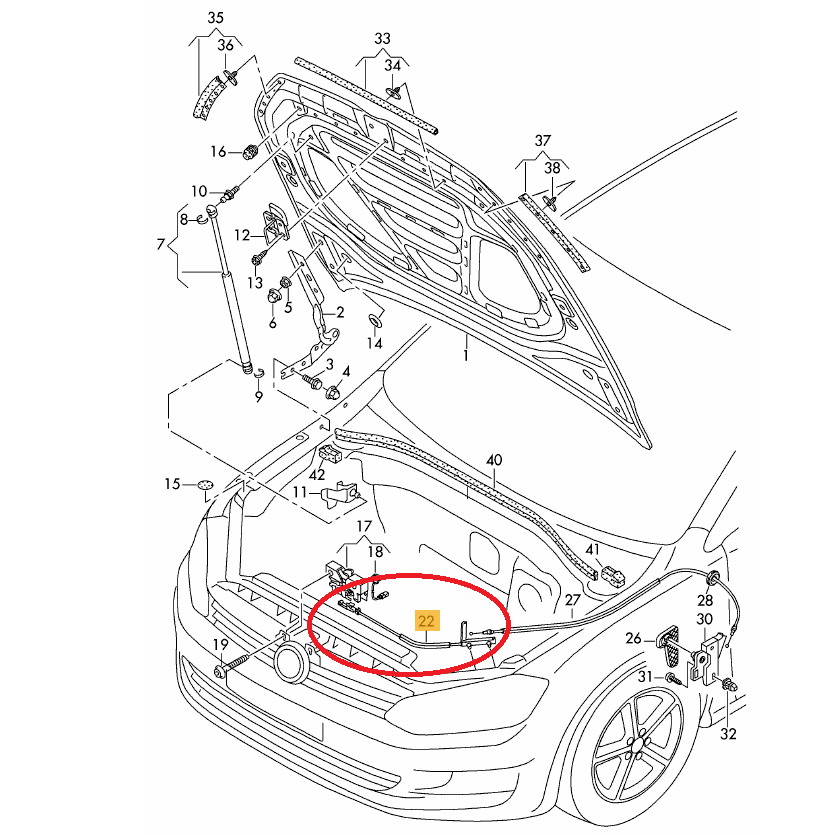 CIĘGNO ZAMKA MASKI LINKA VW GOLF VII 5G1823531C - 8514383898 ...