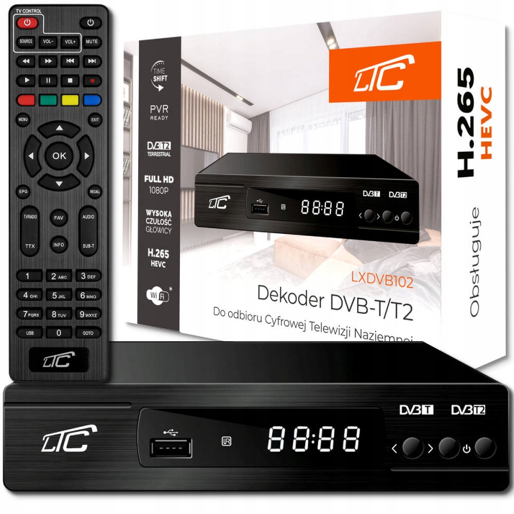 TUNER DEKODER TV NAZIEMNEJ HD DVB-T2 H.265 / WiFi - 12356294034 ...