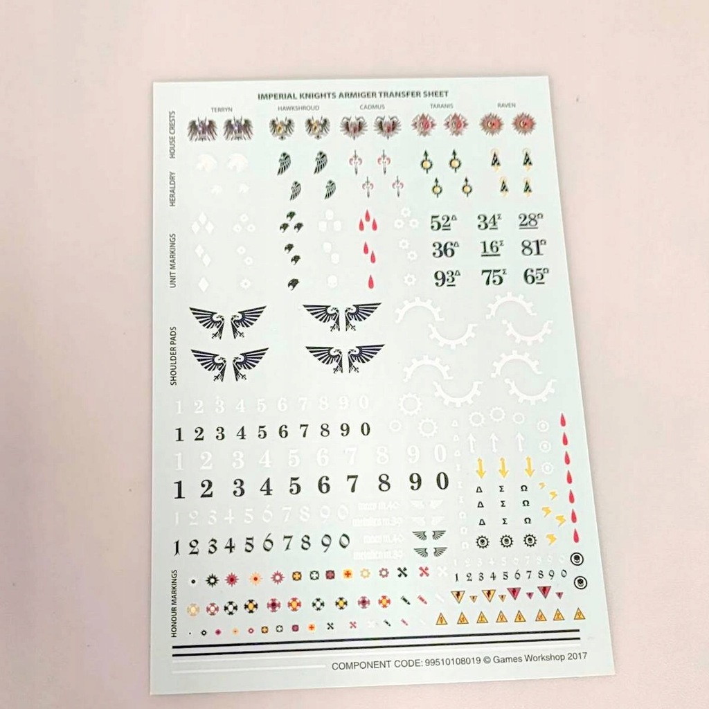 Imperial Knight ARMIGER Transfer Sheet Kalkomanie - 12951123864 ...
