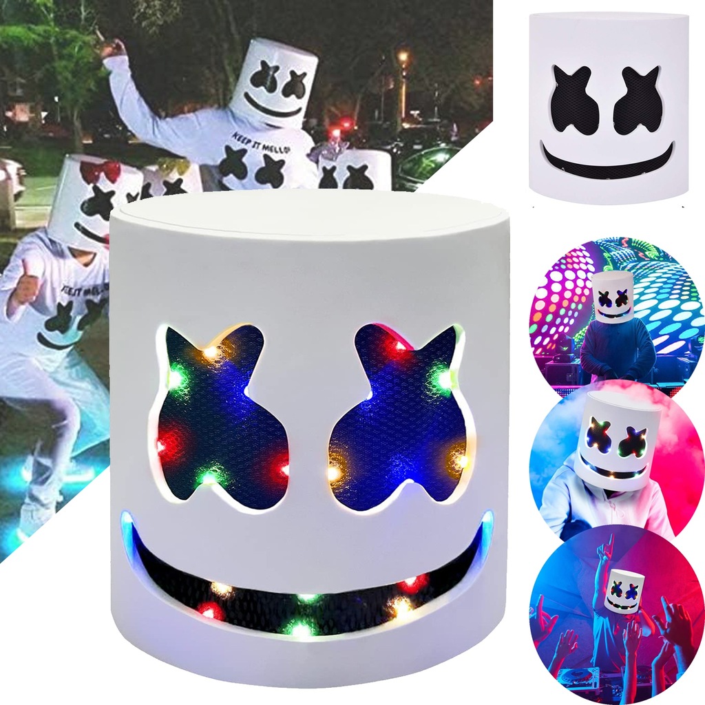 DJ MARSHMALLOW MASKA LED COSPLAY, WYGODNE NOSZENIE, NA HALLOWEEN ...