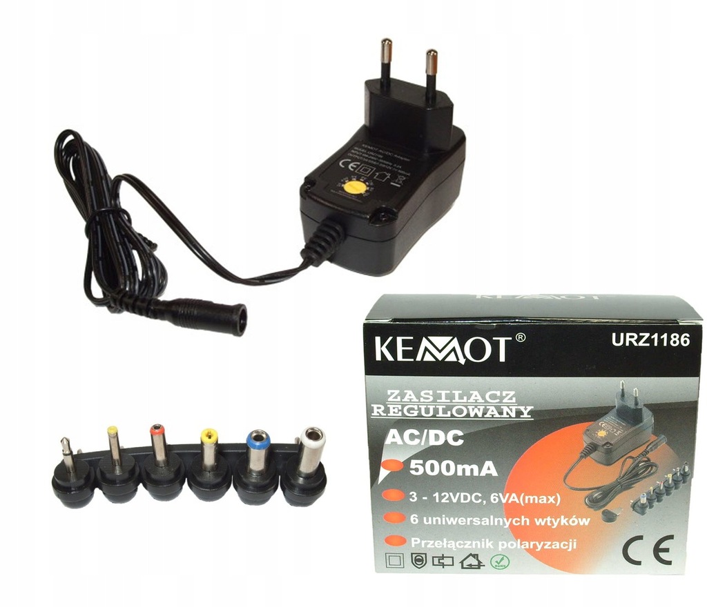 Zasilacz 3V 4,5V 5V 6V 7,5V 9V 12V 500mA - 6797432138 - oficjalne archiwum Allegro