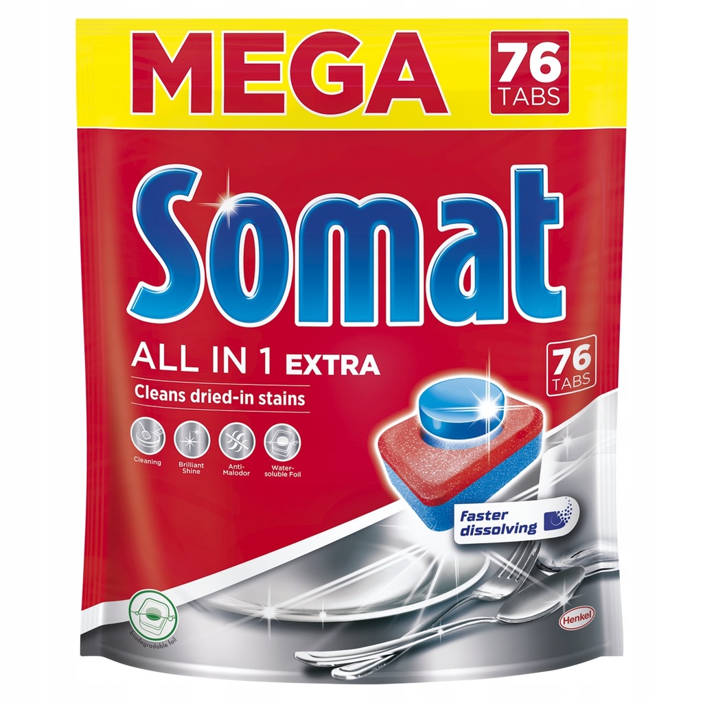 Somat MEGA All in One Tabletki do zmywarki 76 szt - 12638177196 ...