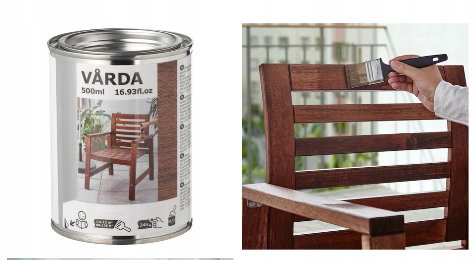 Ikea VARDA bejca do drewna brązowa zewnętrzna 24h! - 10696296079 ...