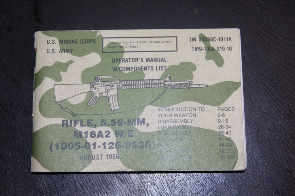 US MARINE CORPS KARABIN M16A2 5,56 MM INSTRUKCA - 7320649175 - oficjalne archiwum Allegro