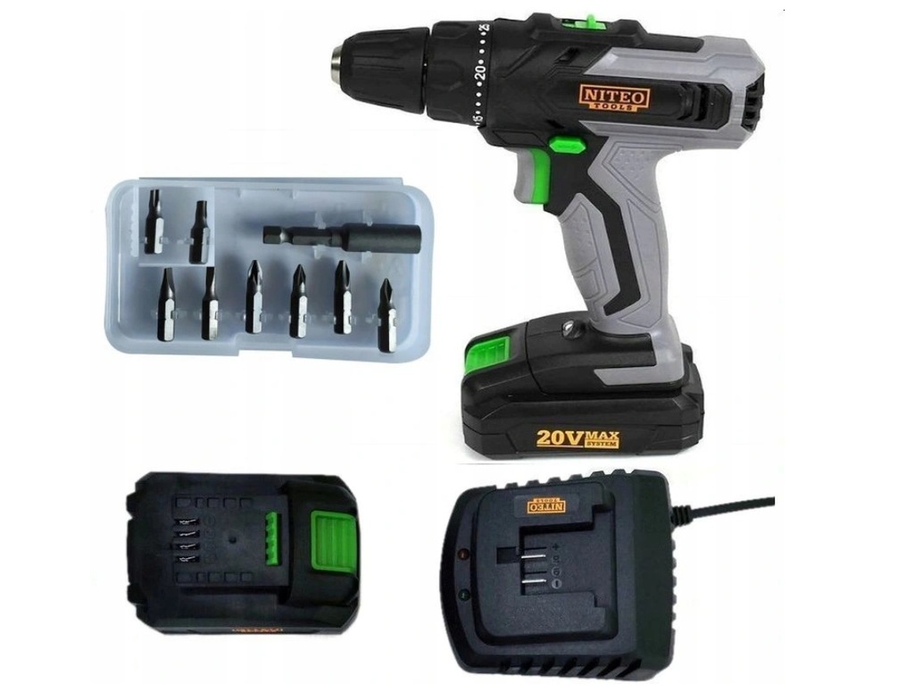 Wiertarko-Wkrętarka NITEO TOOLS Akumulatorowa 20V - 10038867373 - oficjalne archiwum Allegro