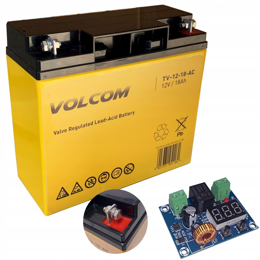 Akumulator AGM 12V 18Ah + Zabezpieczenie rozładowa - 12435498218 - oficjalne archiwum Allegro