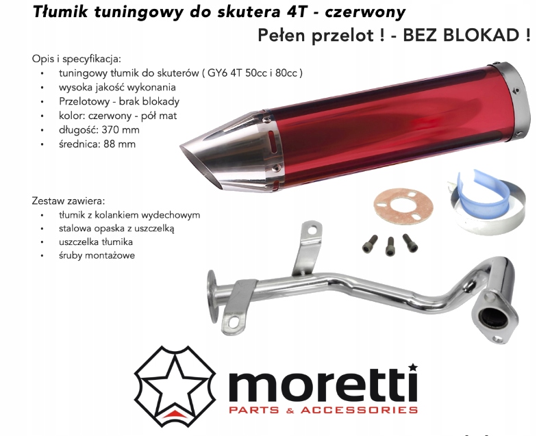 TŁUMIK WYDECH ODBLOKOWANY SKUTER 4T GY6 TUNNINGOWY - 12486613978 - oficjalne archiwum Allegro
