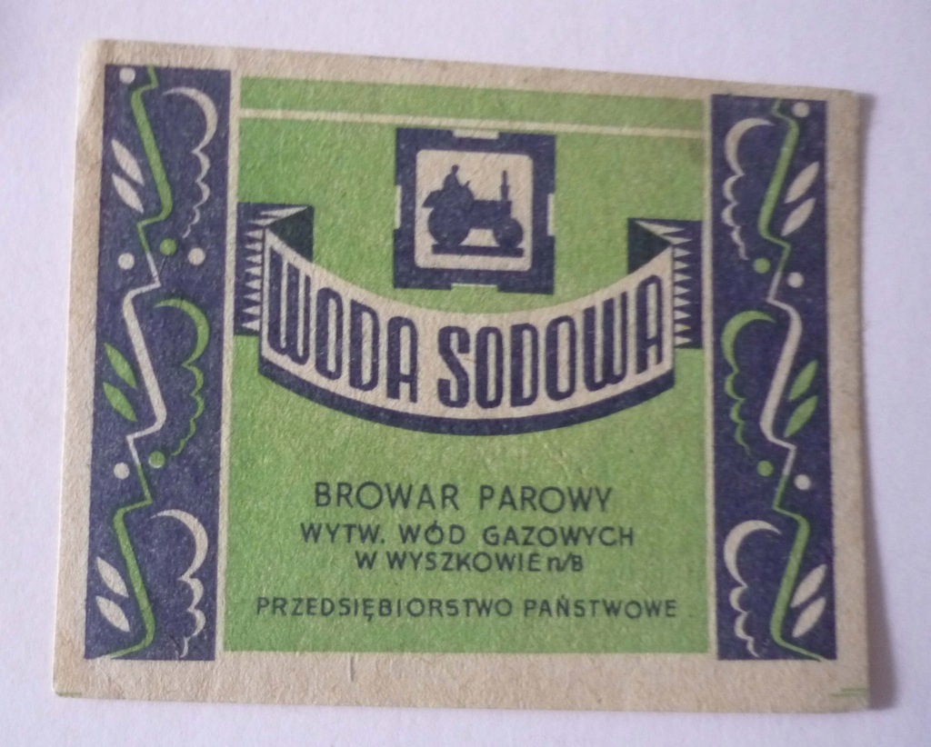 etykieta PRL NAPÓJ WODA SODOWA - BROWAR WYSZKÓW - 11182575024 - oficjalne archiwum Allegro
