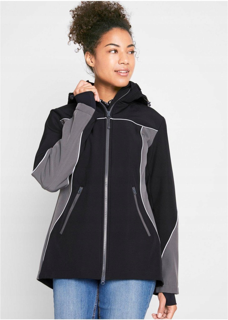 BONPRIX _LZ RSF KURTKA SOFTSHELL Z KAPTUREM CZARNA _/ 48 - 16481719397 - oficjalne archiwum Allegro