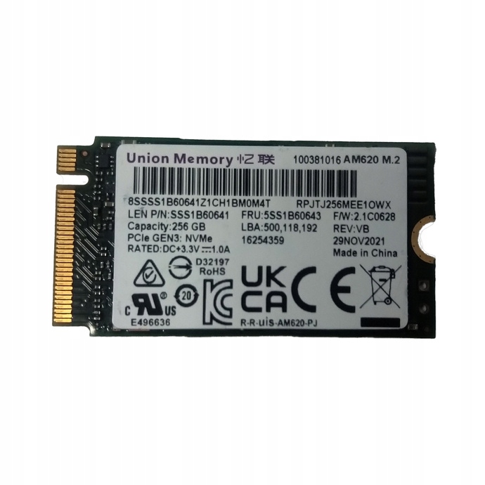 Szybki Dysk SSD 256 GB Union Memory NVMe 2242 - 15015356189 - oficjalne ...