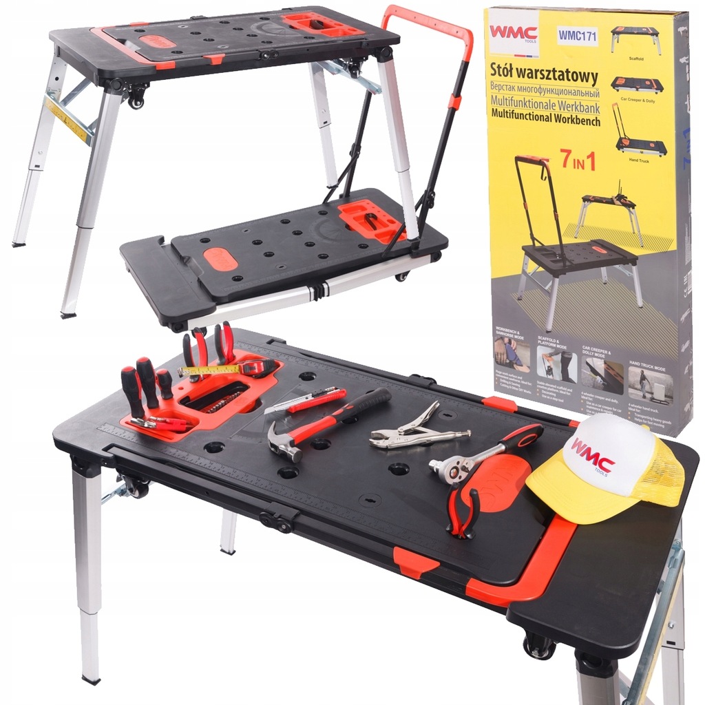 STÓŁ WARSZTATOWY 7w1 SKŁADANY ROBOCZY WÓZEK WMC - 9507626430 ...