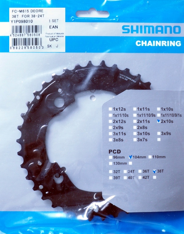 Tarcza Shimano Deore FC-M615 M625 38T-AM zębatka 3 - 12294253841 ...