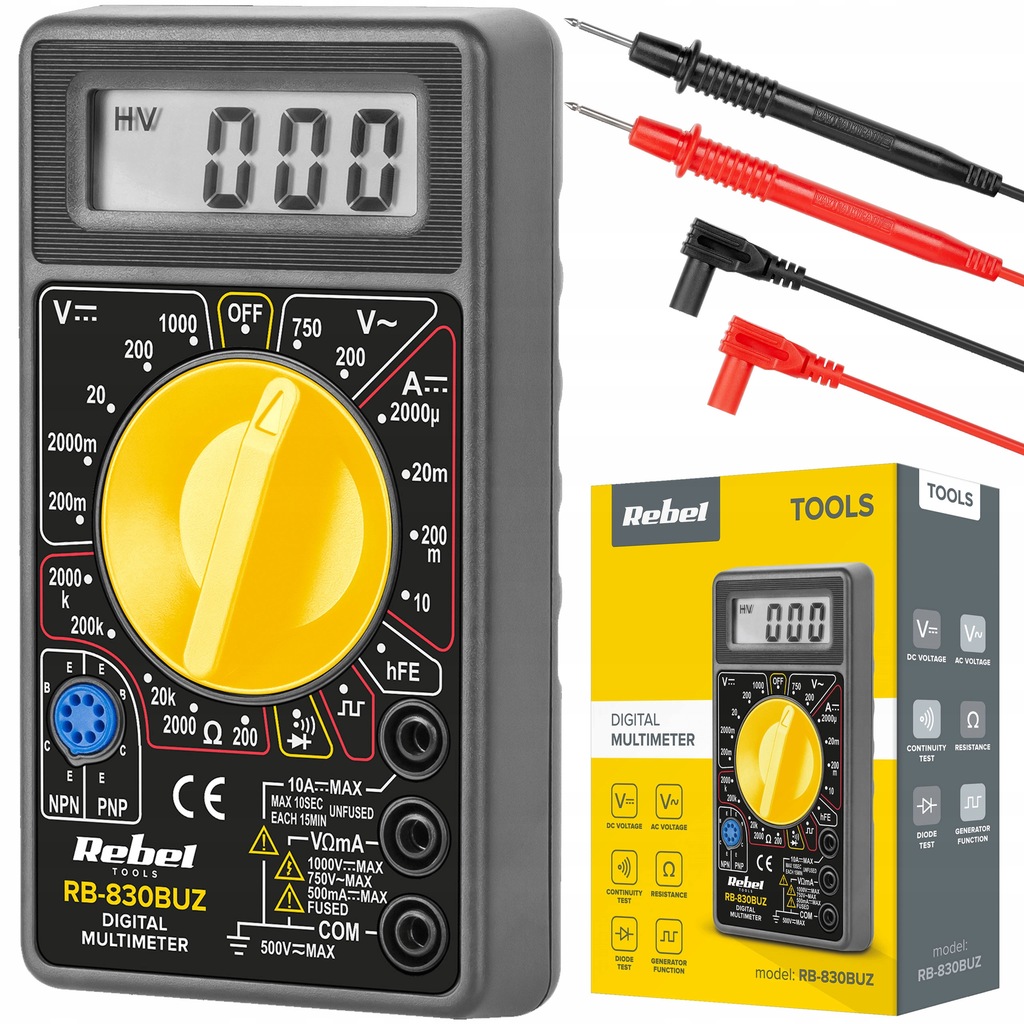 MIERNIK MULTIMETR ELEKTRYCZNY CYFROWY prądu - 12008233476 - oficjalne archiwum Allegro