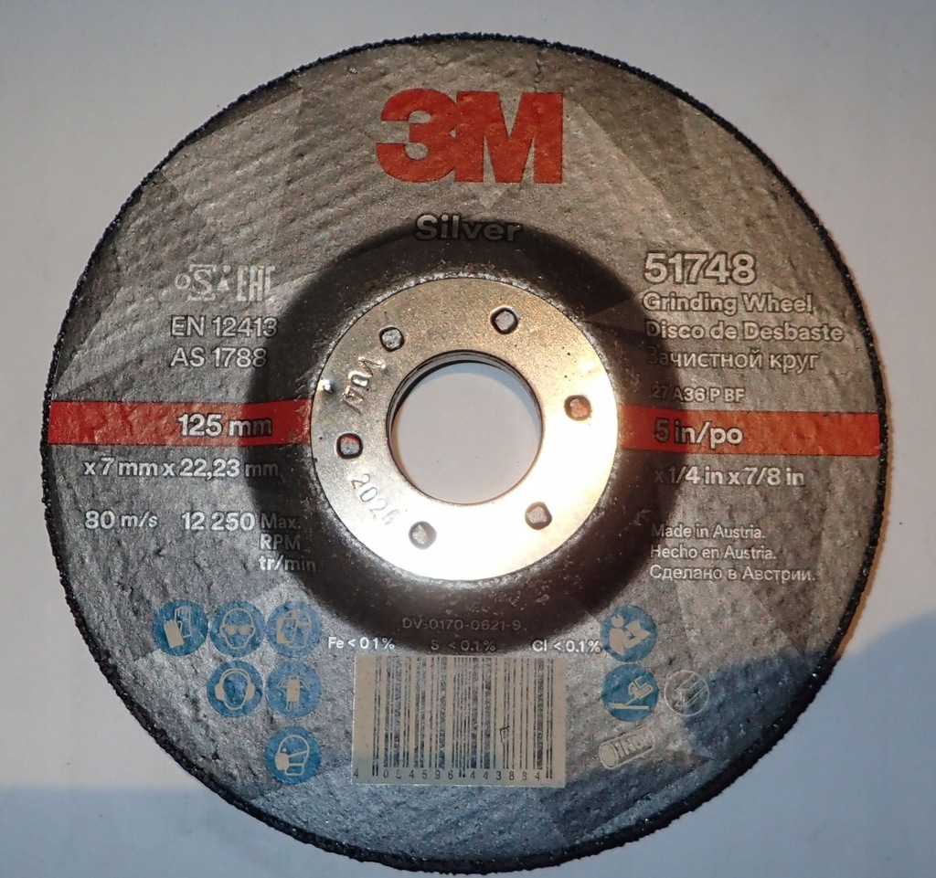 Tarcza do szlifowania 3M 51748 Silver 125x7x22,23 - 11298730681 ...