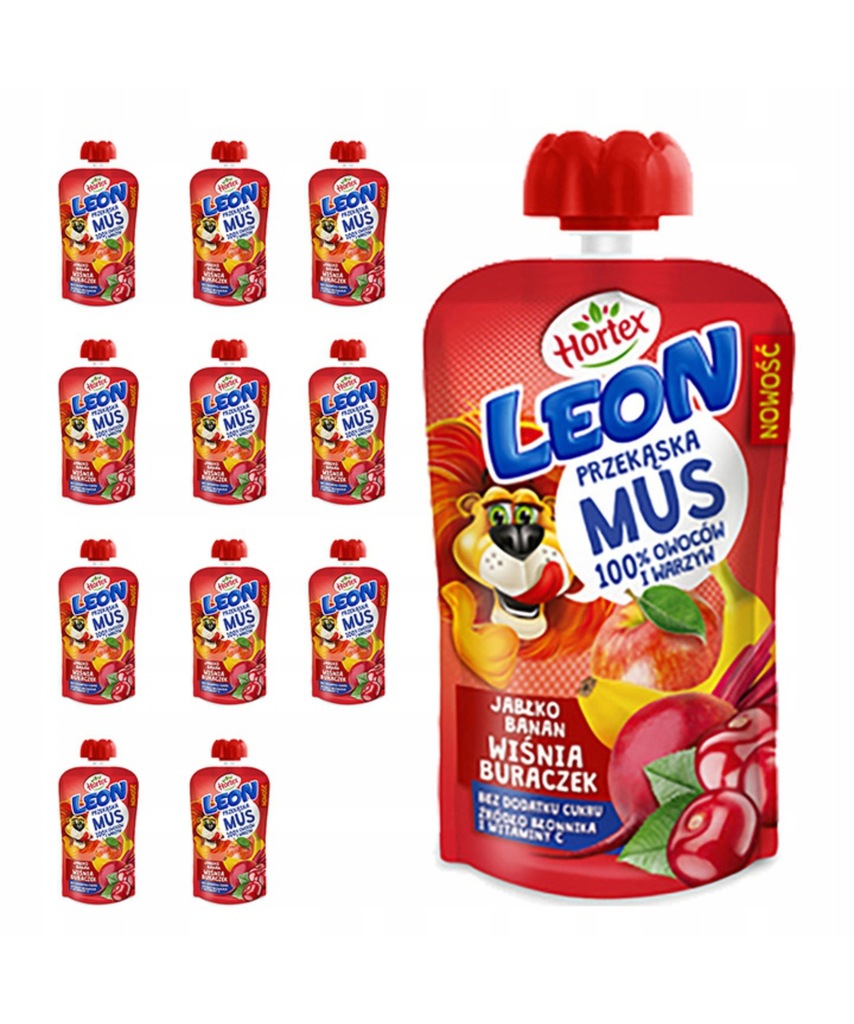 Hortex LEON MUS Banan Wiśnia Burak 12 x 100g - 12611200110 - oficjalne ...